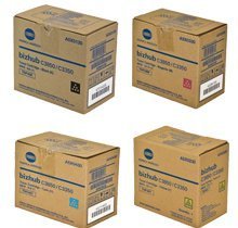 OEM-KONICA MINOLTA C3350 / C3850 (TNP-48) Laser Toner Cartridge Set Black Cyan Magenta Yellow