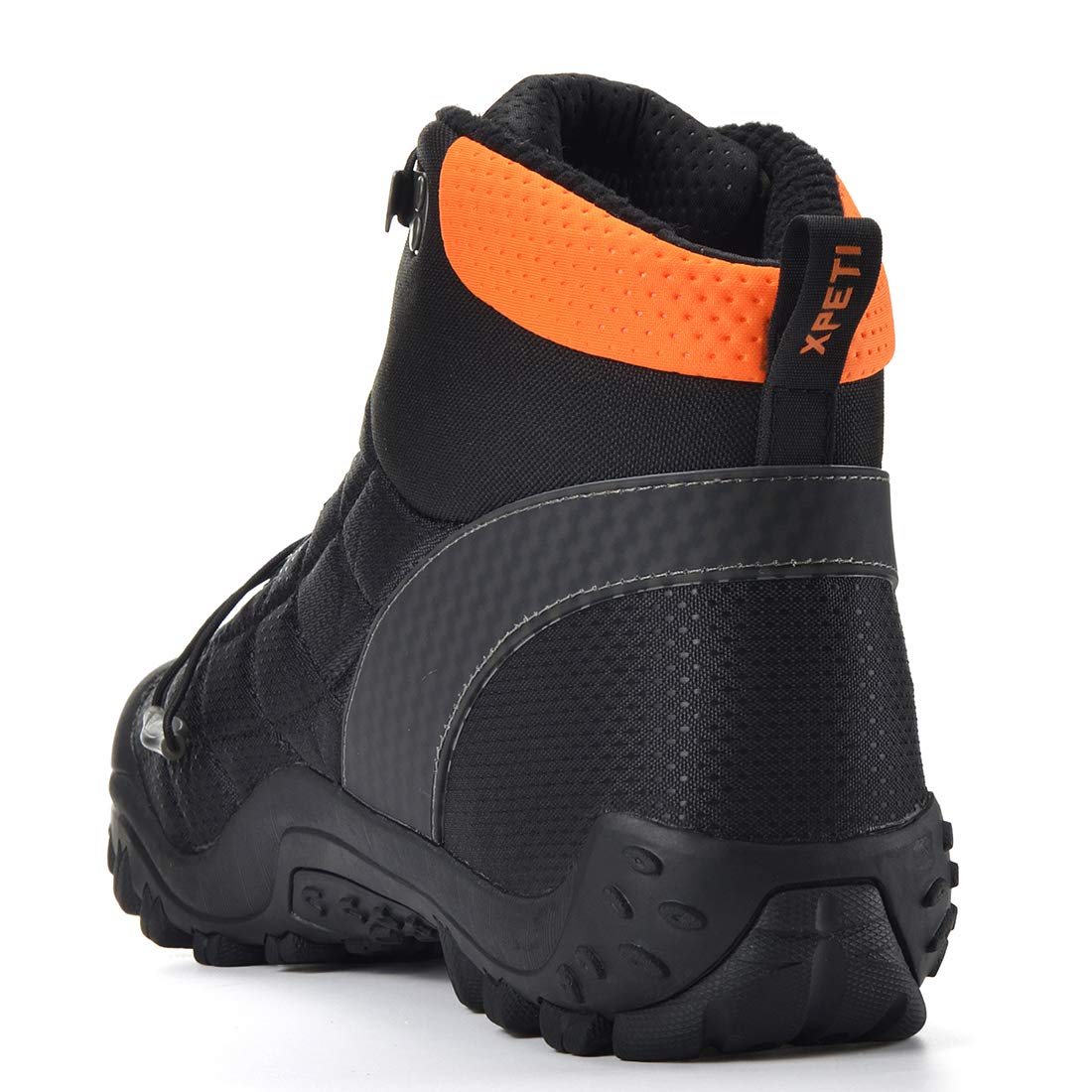 Birsppy Men's Crest Thermo Hiking Trekking Outdoor Boot Snow Walking Work Shoes Breathable Drawstring Lock Design (Black/Orange,8 IN)