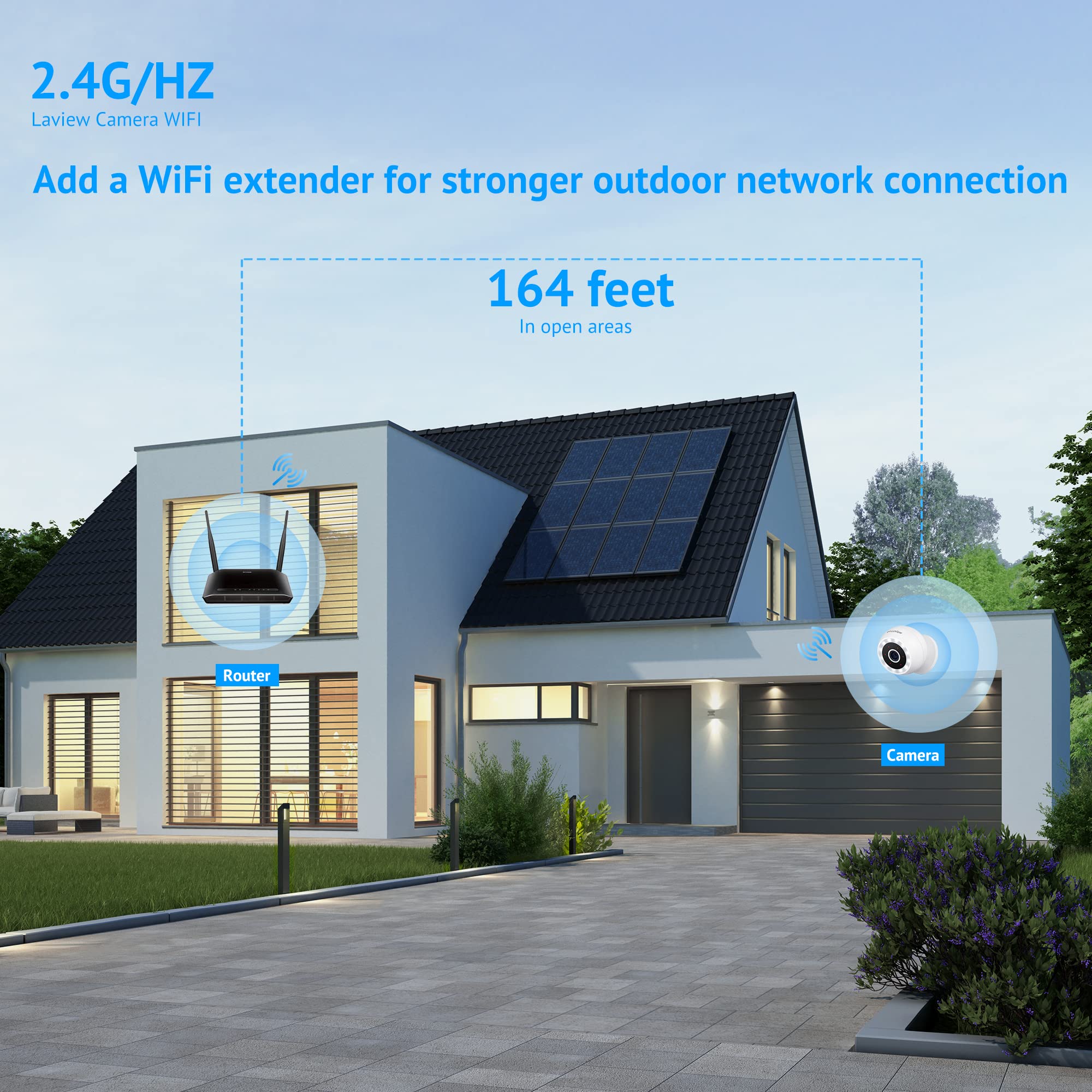 LaView 4MP 2K Security Cameras Outdoor Indoor Wired,IP65, Starlight Sensor & 100 Ft Night Vision,Motion/Person Detection,2-Way Audio/Spotlight,US Cloud,Compatible With Alexa,iOS & Android & Web Access