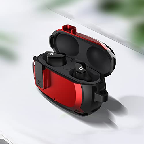 LiZHi Upgrade Beats Studio Buds Case 2022, Full-Body Protective PC Shockproof TPU with Security Lock Latch Carabiner Cover Men Women with Keychain for New Beats Studio Ear Buds Case (Black)