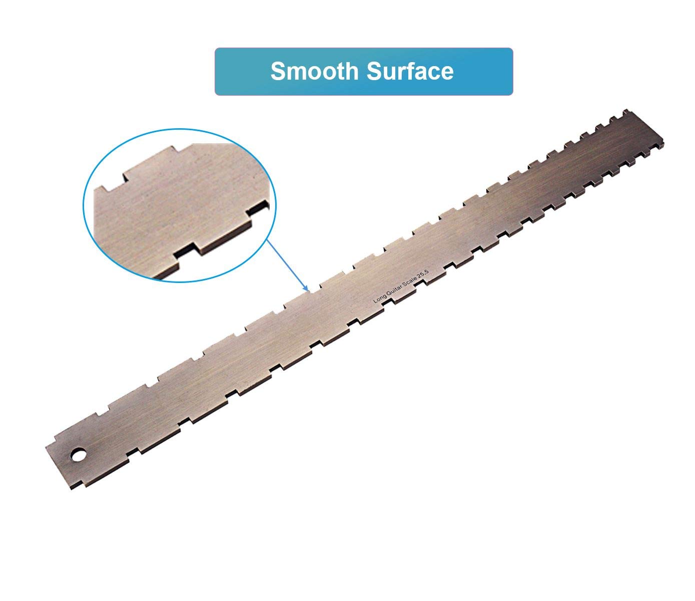 Notched Guitar Neck Straight Edge, Dual-scale Guitar Repair Tool for Scale Length 24.75in and 25.5in, Aluminium Guitar Fretboard Leveling Kit,Guitar Maintenance Tool for Luthiers, Bronze