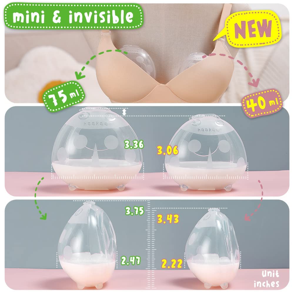 haakaa Ladybug Milk Collector Mini Version,Silicone Breast Shells,Breast Milk Collecting Shells,Nursing Cup for Breastfeeding,40ml,2PCS,More Invisible
