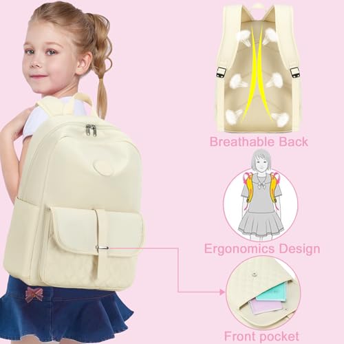 Bluboon College Laptop Backpack School Bookbag Travel Rucksack School Bagfor High School(Beige-Quited)