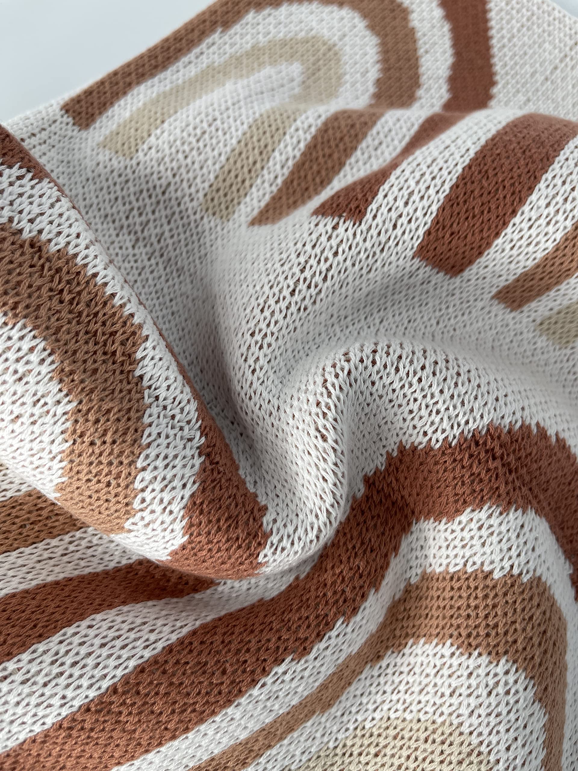 COCOAbi Baby Blanket in Retro Rainbow | 100% Cotton Knit | Naturally Soft for Babies | Boho Colors & Pattern | Gentle Cotton Blanket | Eco-Friendly Material | Beautiful Baby Gift | 32” x 38”