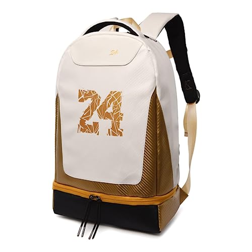 Iesmumy Jersey Color 24 Athletic Faux Leather Basketball Backpack - RIP Basketball Superstar Large Capacity Backpack-3