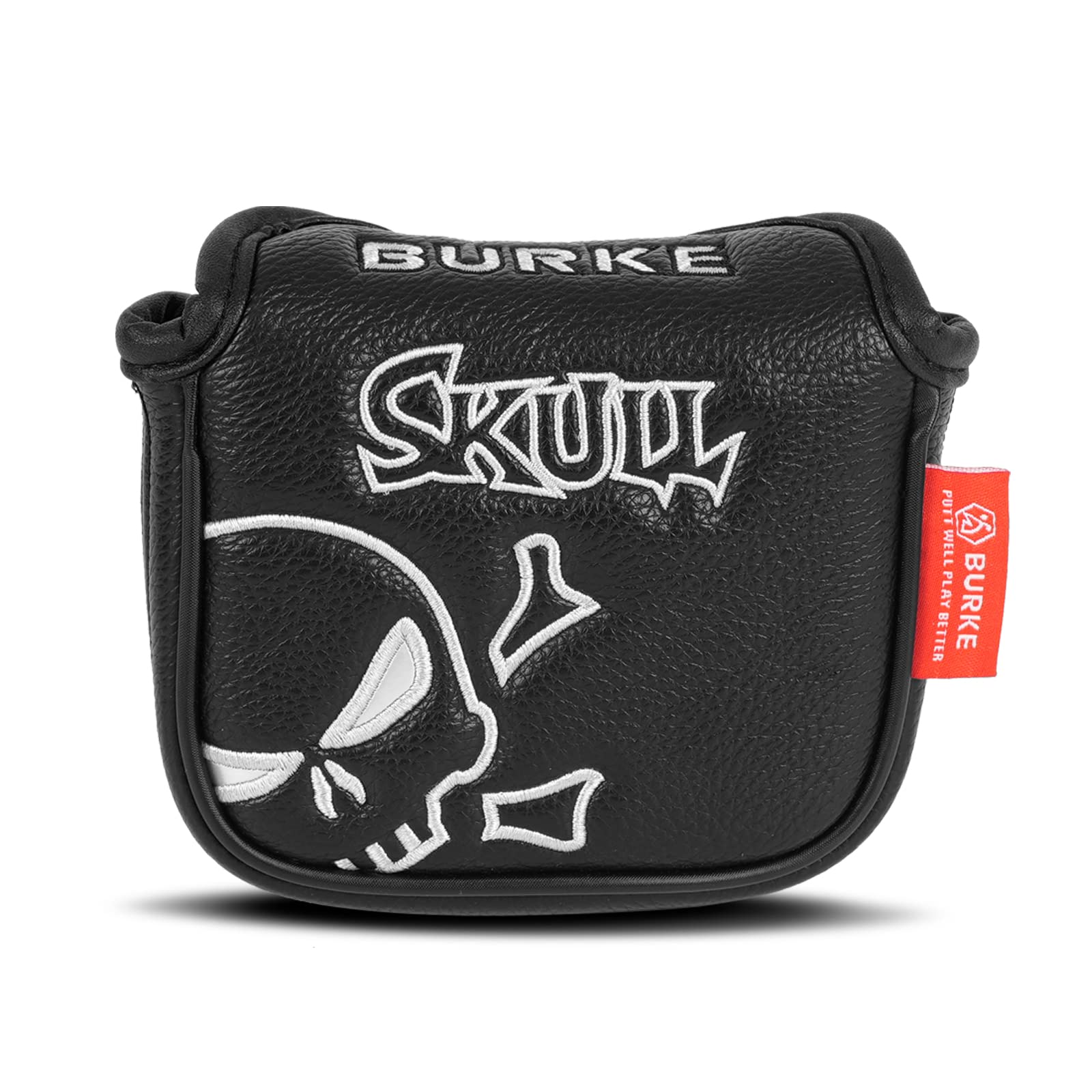 Burke Skull Golf Club Covers, Mallet Blade Golf Putter Cover with Magnetic Closure, Black Golf head covers for Scotty Cameron Odyssey Taylormade Putter