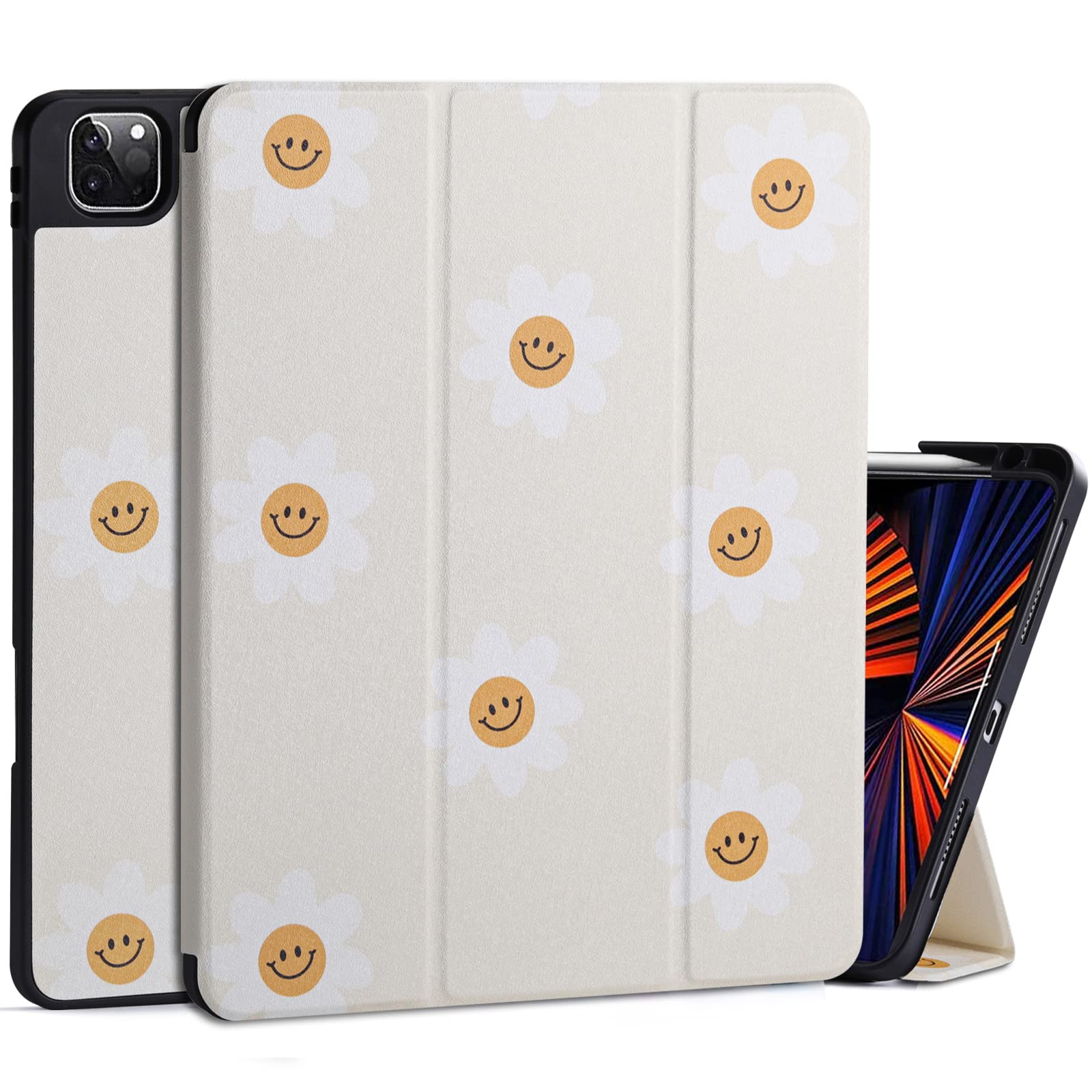 Cute Sunflower PU Leather Case for 2022 iPad 10th Generation 10.9 Inch Case with Pencil Holder Protective Stand Cover for 10.9" iPad 10th Gen 2022 Release A2696 A2757 A2777