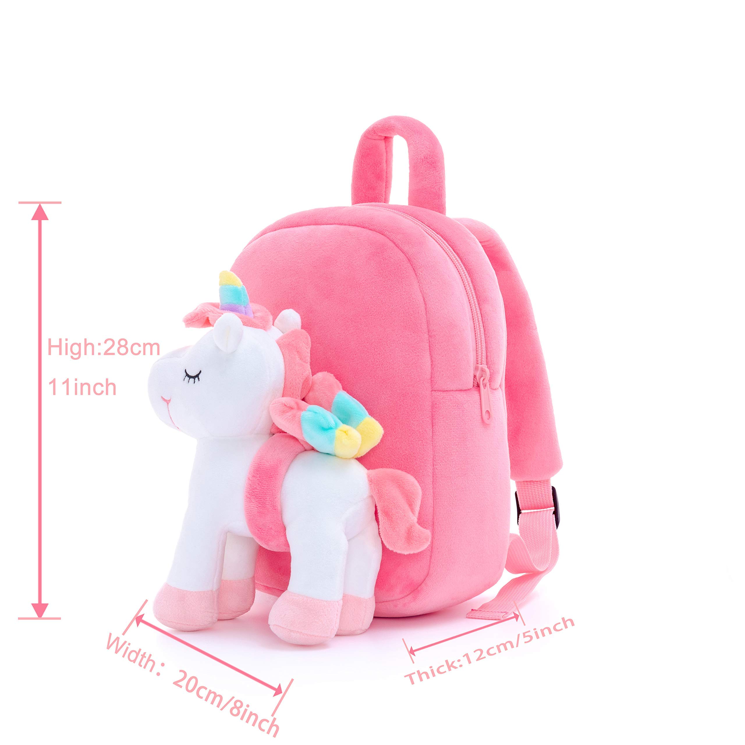 Lazada Unicorn Toddler Backpack Stuffed Unicorn Toys Kids Backpacks with Toy White 9.5"