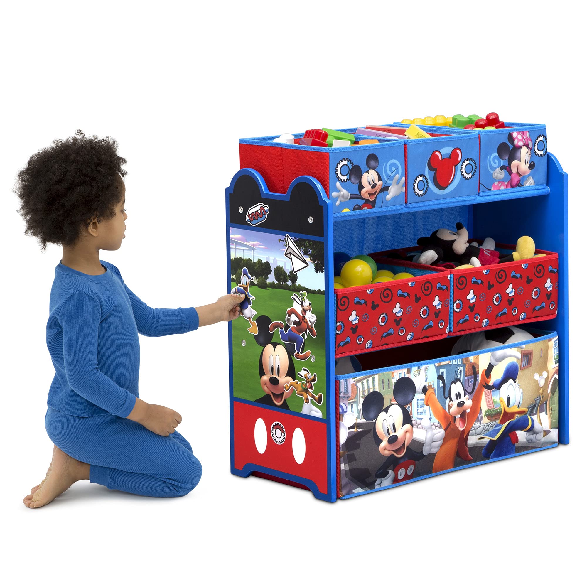 Mickey Mouse 4-Piece Playroom Solution β Set Includes Table and 2 Chairs and 6-Bin Toy Organizer