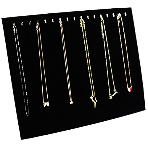 Ogrmar Black Velvet 17 Hook Necklace Jewelry Tray/Display Organizer/Pad/Showcase/Display case (17 Hook Necklace Display)