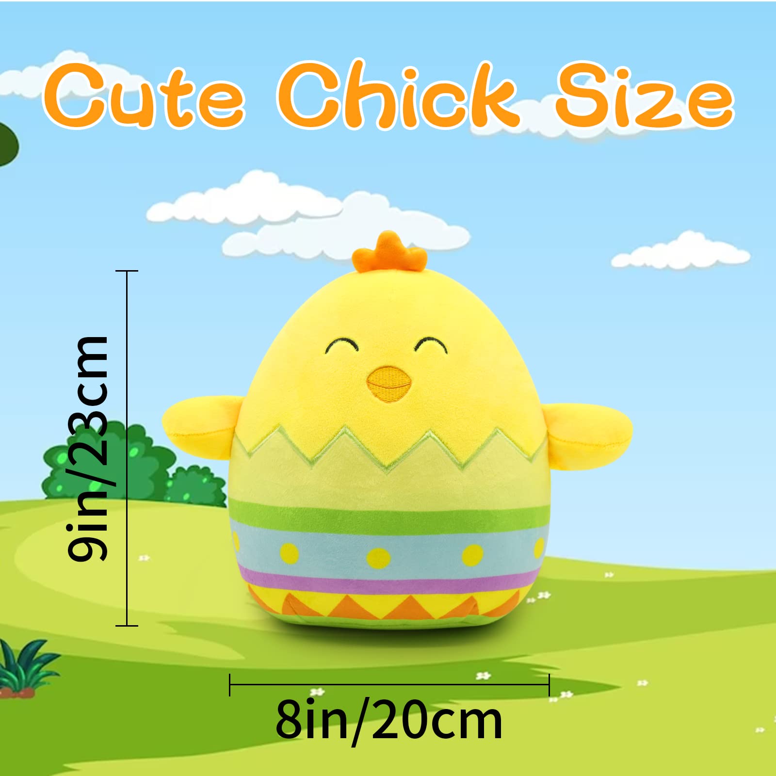 Chick Plush Pillow Toys, Kawaii Chick Stuffed Animals Plushie, Soft Easter Colored Eggs Chick Doll Pillow Easter Plush Gift for Kids
