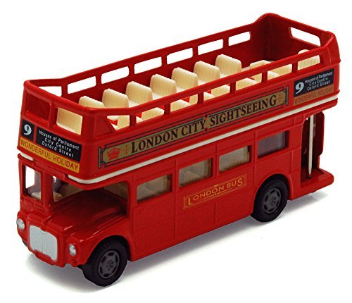 Motor Max London Double Decker Bus Open Top, Red - Motormax 76008 - 4.75 Diecast Model Toy Car