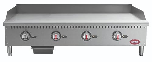 Kratos 29Y-009 48" Commercial Restaurant Gas Countertop Griddle, Thermostatic Controls, 4 Burners, 120,000 BTU Output