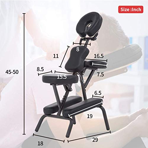 Massage Chair Portable Massage Chairs Tattoo Folding Chairs High-Density Sponge Height Adjustable Face Cradle Light Weight Travel Spa Seat W/Carring Bag (Black)