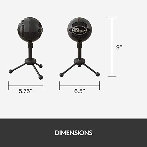 Blue Snowball USB Microphone for PC, Mac, Gaming, Recording, Streaming, Podcasting, Condenser Mic with Cardioid and Omnidirectional Pickup Patterns, Stylish Retro Design – Black