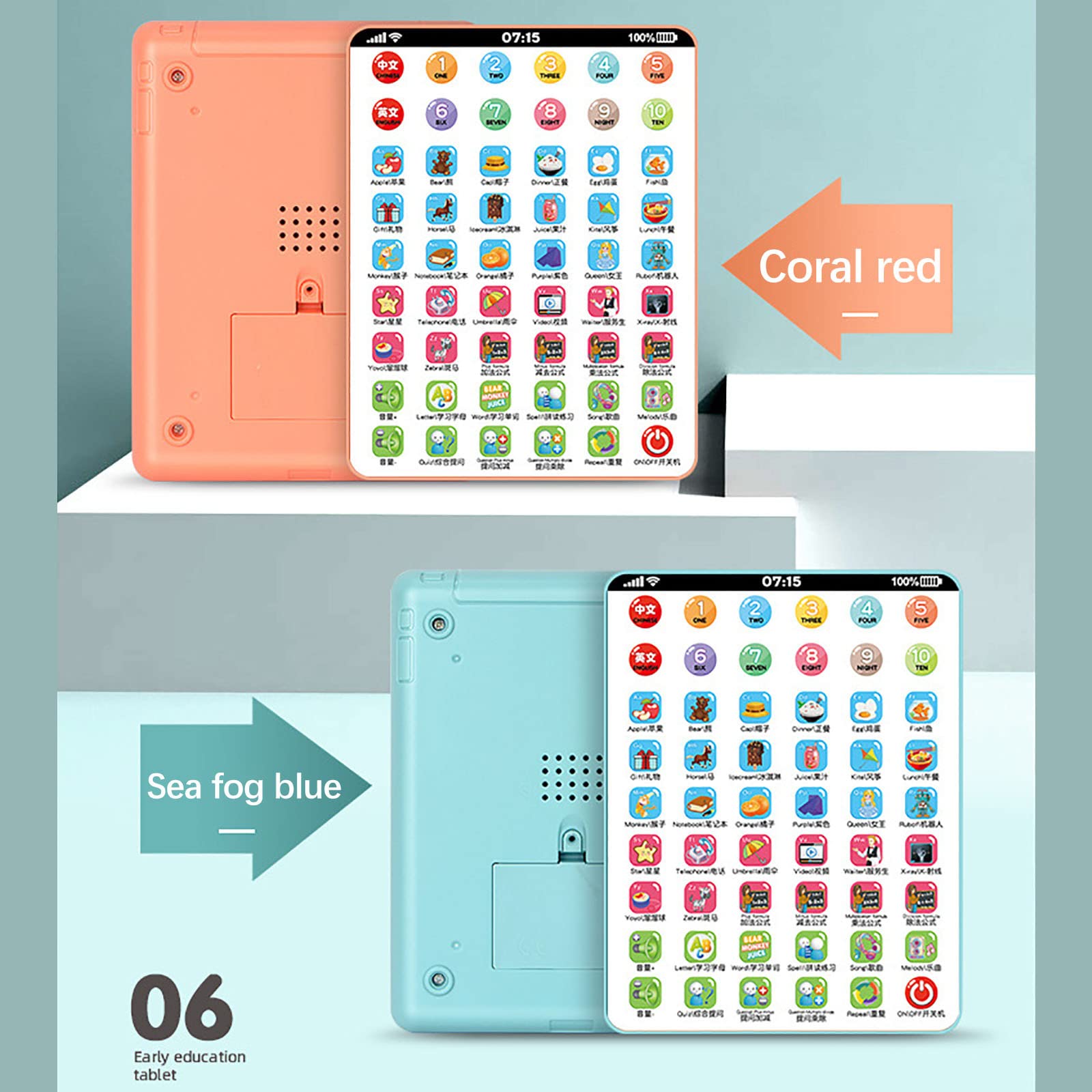 Children's Tablet Reading Machine/Learning Pad/Toddler Touch Learning Pad with 6 Games to Learn Letters, Numbers, Music & Words Interactive Toy for Educational Preschool Boys & Girls