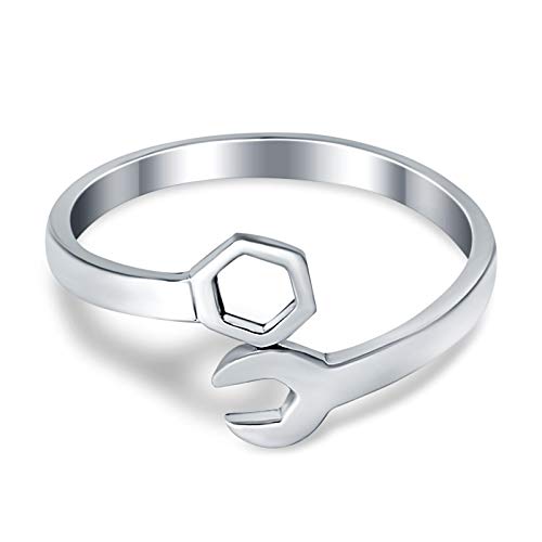 Blue Apple Co. Sterling Silver Size-6 Wrench Band Mechanical Wrench Ring Round 925 Sterling Silver