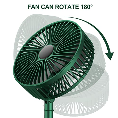 Maelifu Folding Fan Quiet 3- Speed Wind Highly Stretchable Simulated Natural Wind 180 ° Adjustment Battery Powered or USB Powered Home Desk Bedroom Portable Travel Mini Decorative Fan(Green