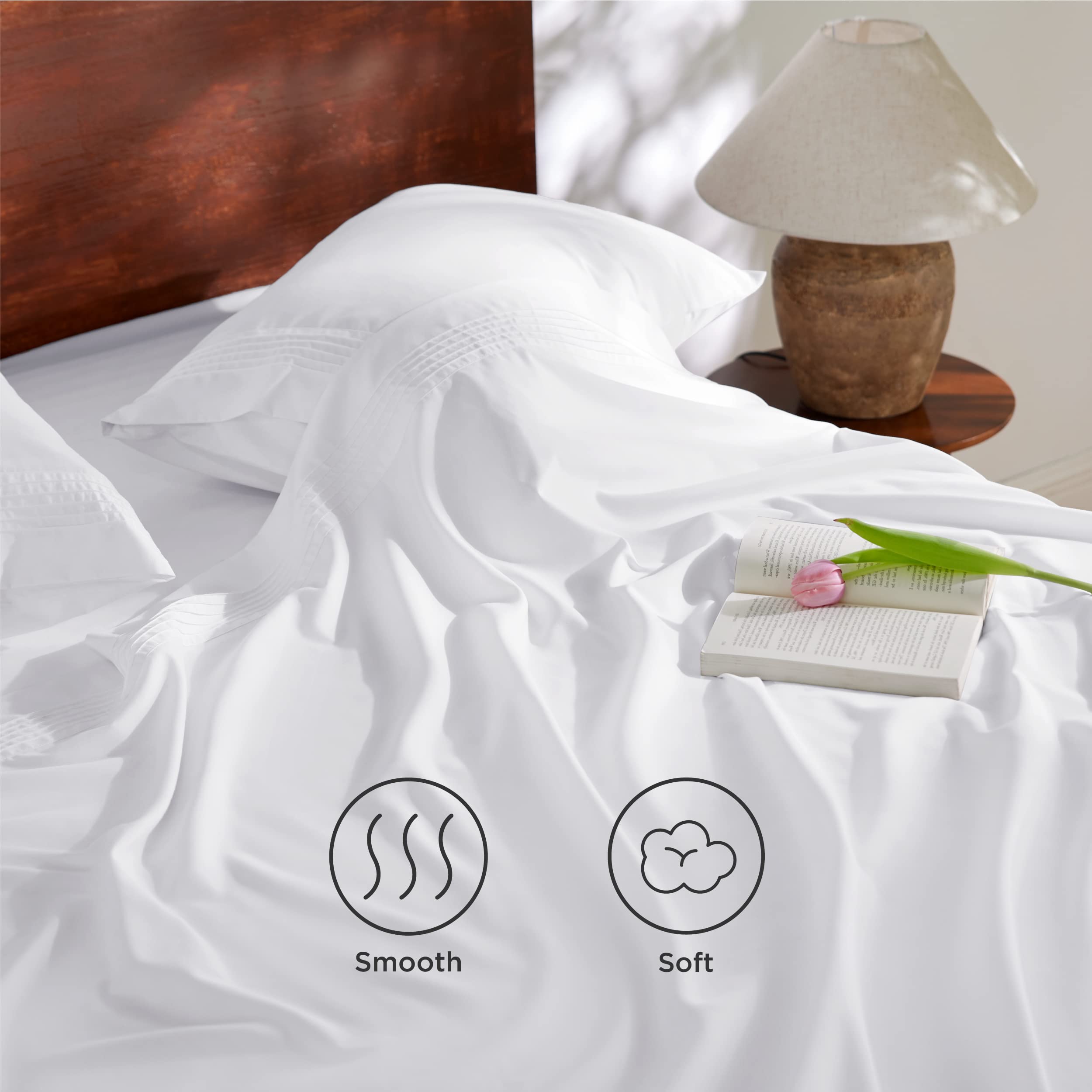 Bedsure Deep Pocket Full Size Sheets Set - Fits Mattresses Up to 21" Thick, 4 Piece Air Mattress Sheets with Deep Pocket, Moisture Wicking Soft Cooling Bedding Sheets & Pillowcases, White