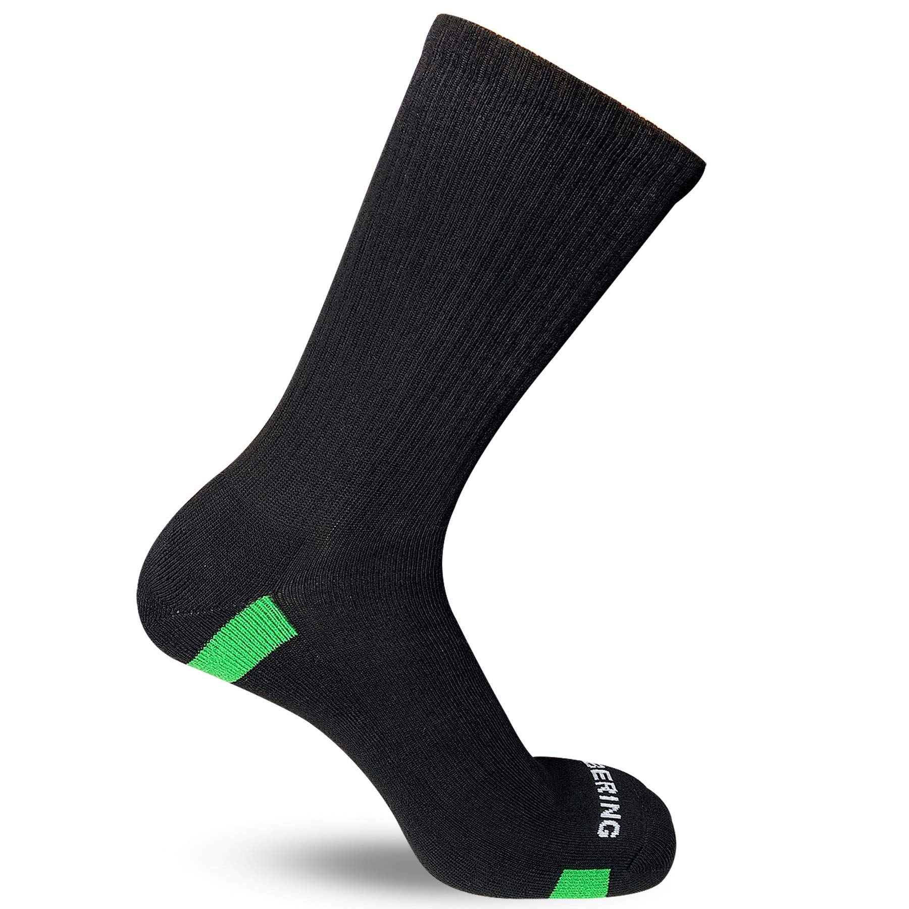 BERING Men's Athletic Cushioned Crew Socks, Size 9-12, White, 6 Pairs