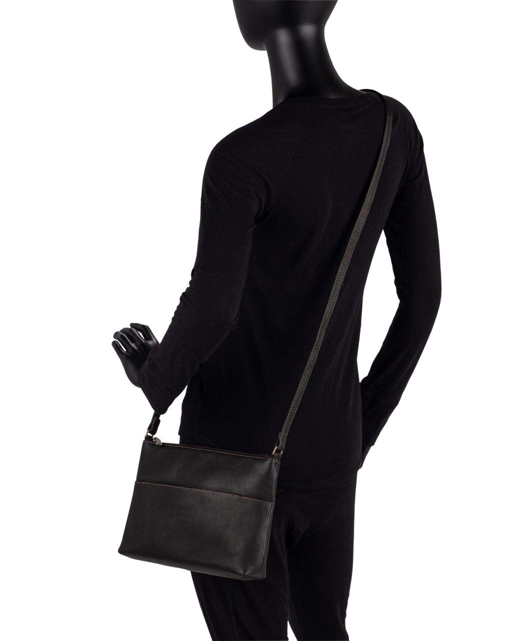 Le Donne Leather Women’s Mallory Crossbody Purse, Premium Colombian Vaquetta Leather, 11” x 7” x 2” (Black)