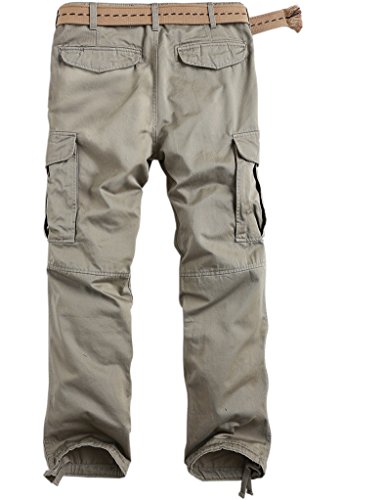 Match Mens Casual Outdoors Active Wild Cargo Pants Trousers(W36,6536 Light Khaki)