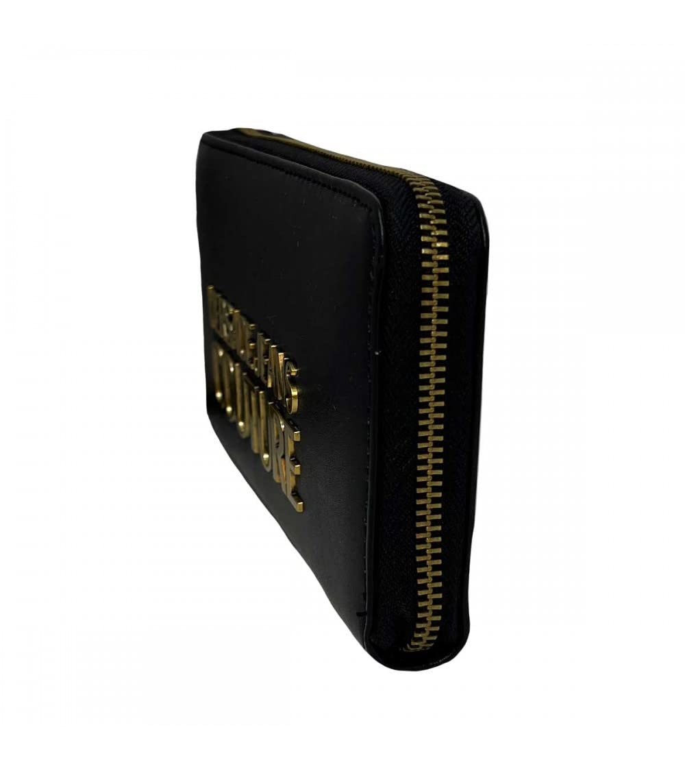 VERSACE JEANS COUTURE WOMAN'S WALLET 72VA5PA1 IN BLACK FAUX LEATHER WITH ZIP AROUND AND METAL LOGO