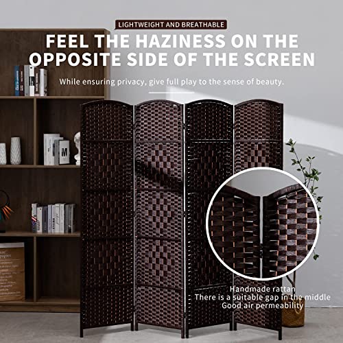 Divider Room Panel, 4 Panel 6 Ft Folding Privacy Screens, Freestanding Hinged Room Dividers (Brown)