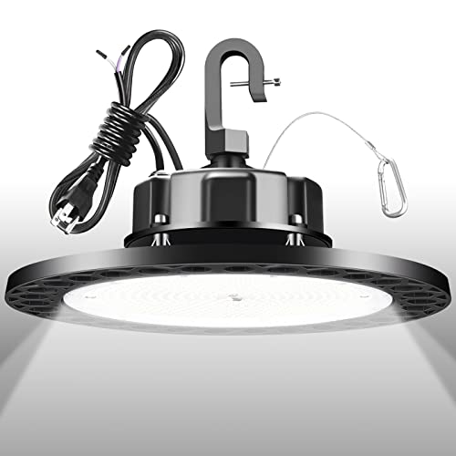 DragonLight LED High Bay Light 200W, 0-10V Dimmable 30,000LM LED UFO Light Fixture [800W MH/HPS Equiv.] 5000K 5' Cable with US Plug 100-277V for High Bay Commercial Area Lighting, 5-Year Warranty
