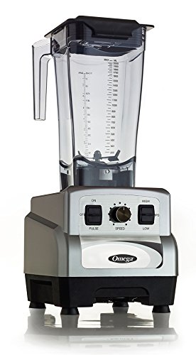 Omega OM6560S Blender Powerful 3 Peak HP Features Easy to Use Toggle Controls Plus Dial Speed Control with 10 Variable Speeds Includes Pulse and Stainless Steel Blade, Silver