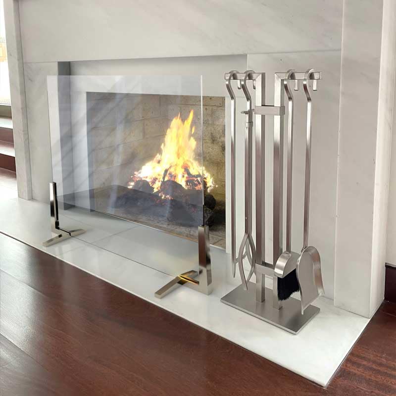 Pilgrim Home and Hearth Sinclair Fireplace Tool Set, 29" Tall, Brushed Stainless Steel (18081)