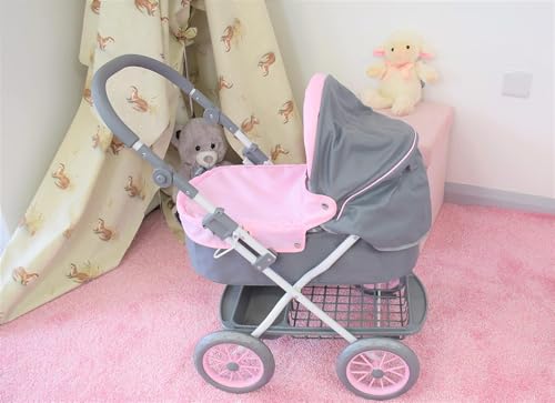 KOOKAMUNGA KIDS Baby Doll Stroller - Foldable Baby Stroller for Dolls - Play Stroller & Bassinet w/Retractable Canopy - Diaper Bag - Adjustable Soft Grip Handle - Ideal for 16” 18” & 20” Dolls