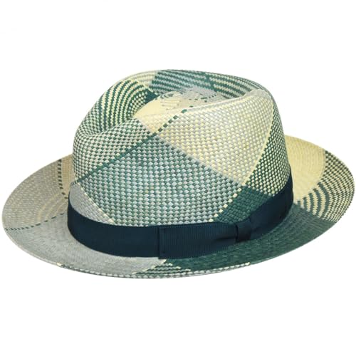 Bailey of Hollywood Giger Panama Fedora - Blue Surf Plaid/L Blue Surf Plaid, Large
