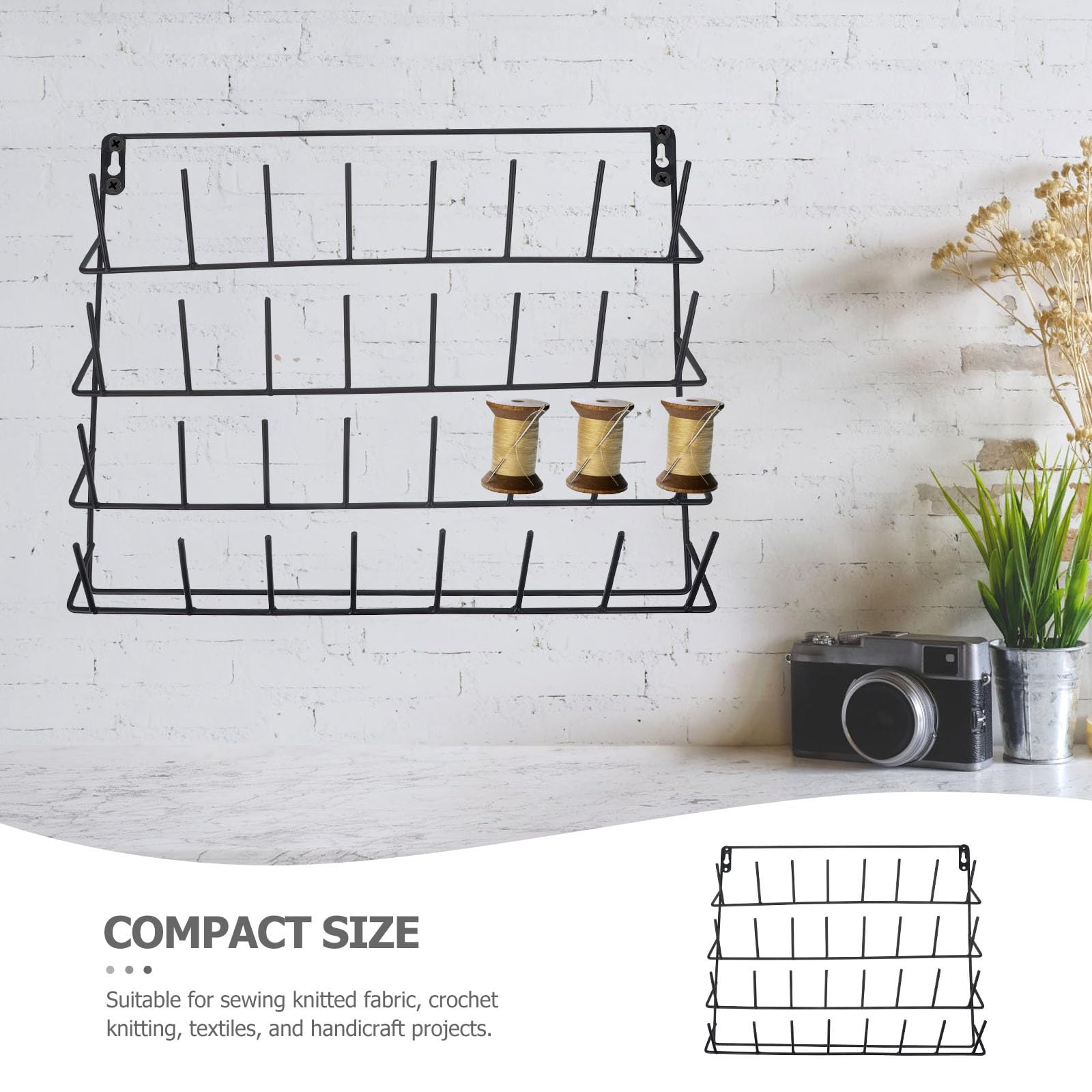 DIYEAH 32 Axis Frame Serger Room Thread Organizer Wall- Mounted Thread Holder Cone Thread Rack Metal Sewing Organizer Hair Braiding Accessories Thread Supplies Wire Rack Embroidered Iron