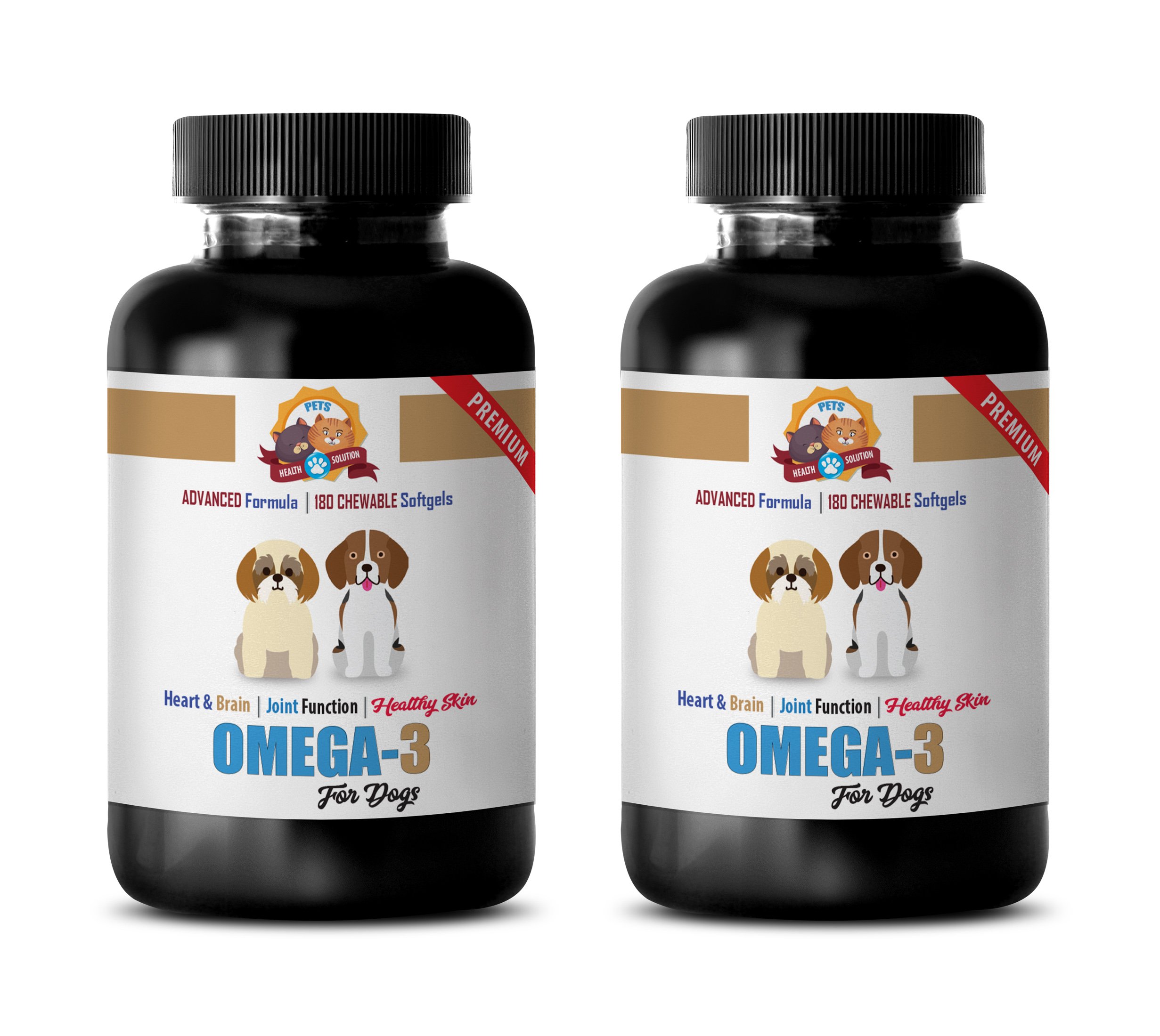Dog Dry Skin Supplements - Omega 3 - Dog Chewy SOFTGELS - Skin Health - Joint Support - Heart Health - Dog Omega 3 Chews - 360 Softgels (2 Bottle)