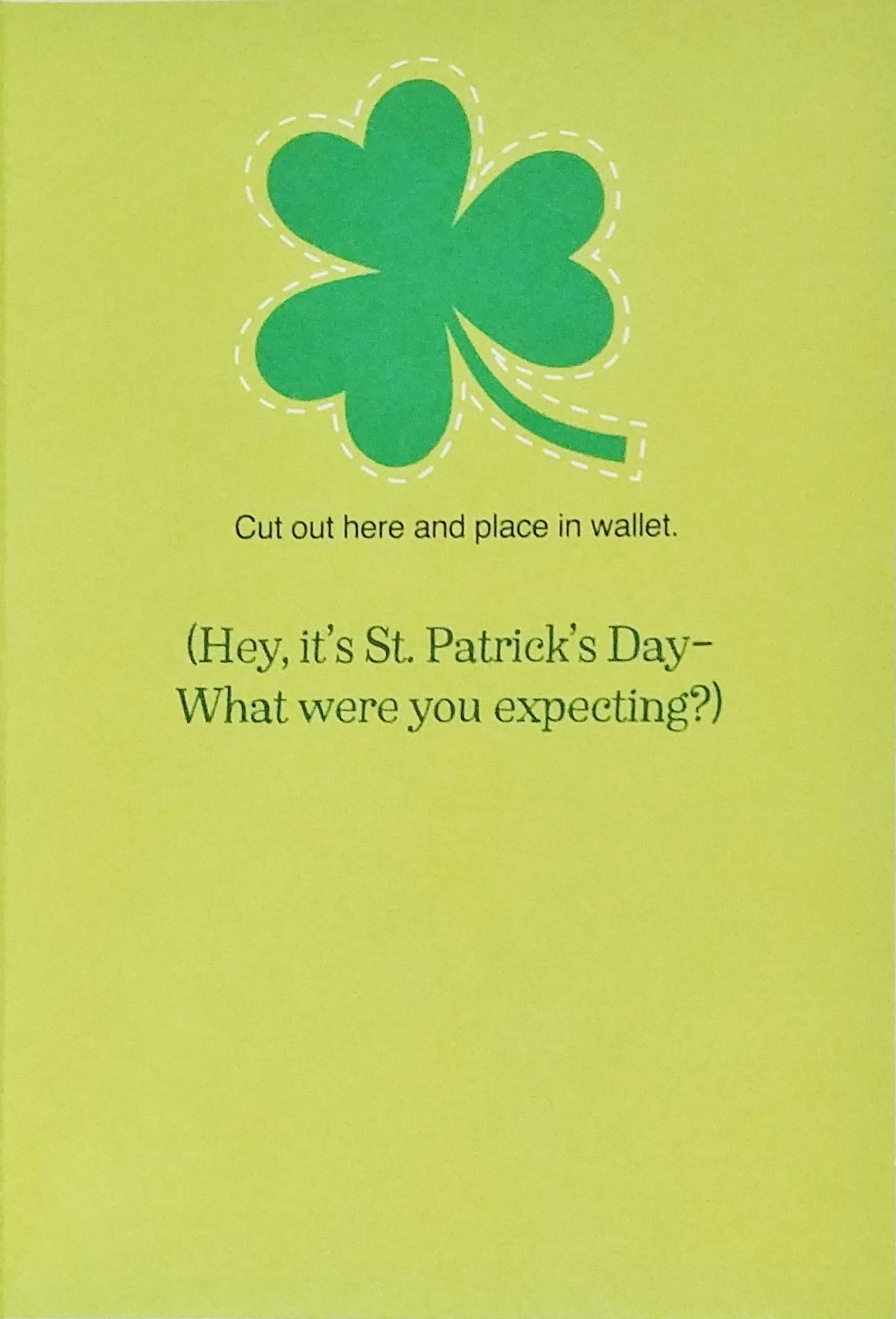 Greeting Card How Would You Like A Little Something Green To Put In Your Wallet - St. Patrick's Day and Happy Birthday Funny Humor
