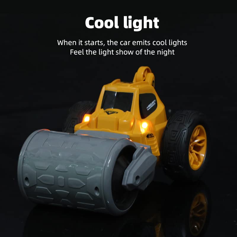 RC Drift Road Roller Car Remote Control Car Construction Vehicle Truck Toys, Road Planer Stunt Car Exquisite Simulation Car with Headlight for Kids 4-7 Boys 8-12 Adluts and Decoration for House