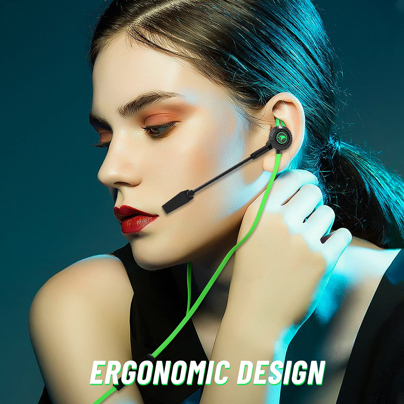 BlueFire Gaming Headset with Microphone, Detachable Dual Microphone Noise Reduction Circuit in Ears Headphones(Green)