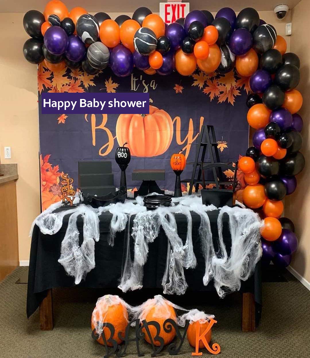 Bonropin Halloween Balloon Arch Garland kit with Agate Grey Black Orange Purple Balloons Spider Balloons, long balloon, 3D Bat Sticker for Halloween Theme Party Background Classroom Decorations