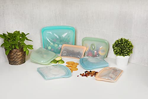 Honest Goods Silicone Food Grade Reusable Storage Bag, 7 Pack, Meal Prep, Snacks, Kid Food, Airtight Leak-Proof Premium Silicone Storage Bags, Microwave & Freezer-Safe (Multi)