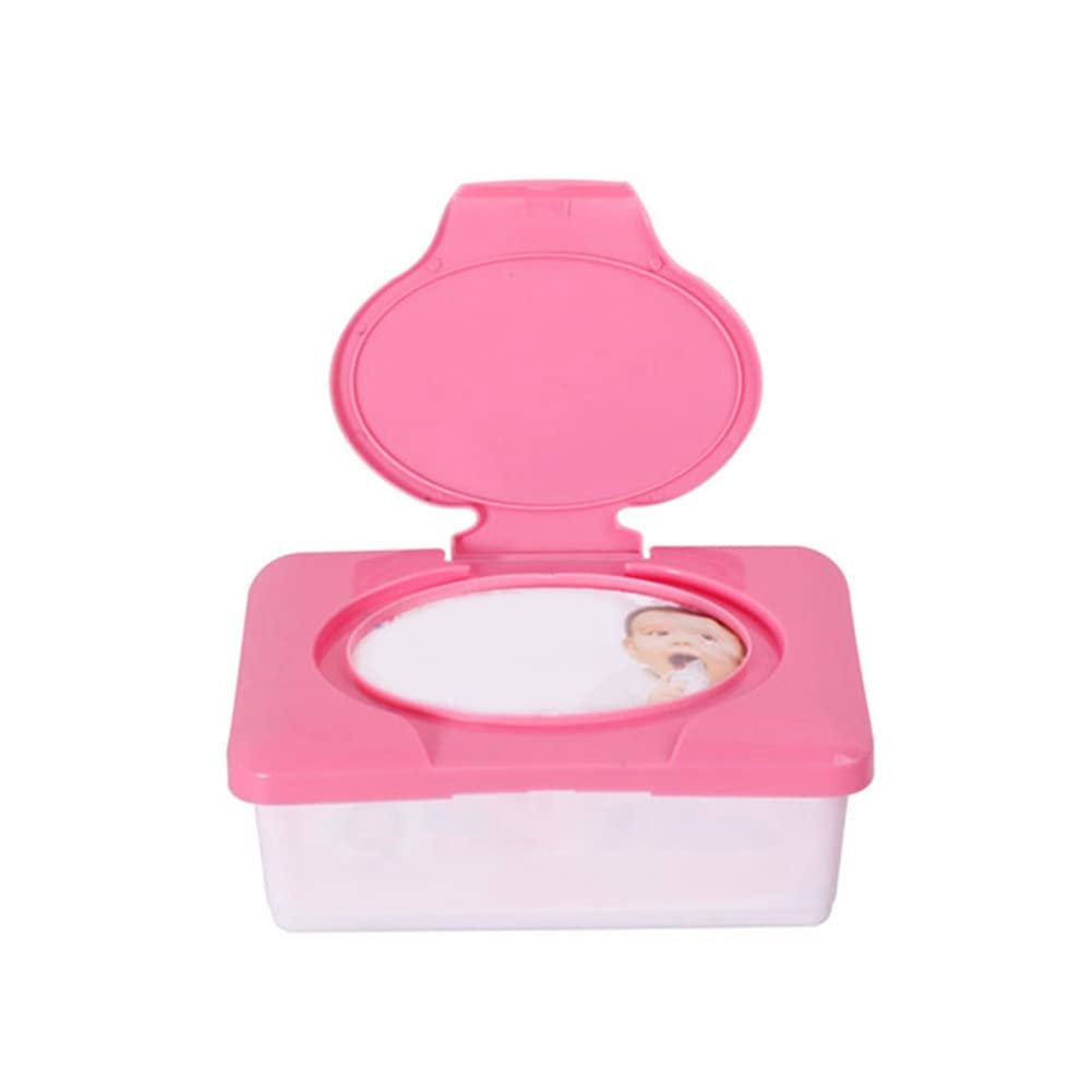 cdar Wet Tissue Storage Box,Wipes Dispenser Case,Baby Wipes Napkin Storage Case with Buckle Lid,Wipe Organiser Storage for Car Office Home Pink