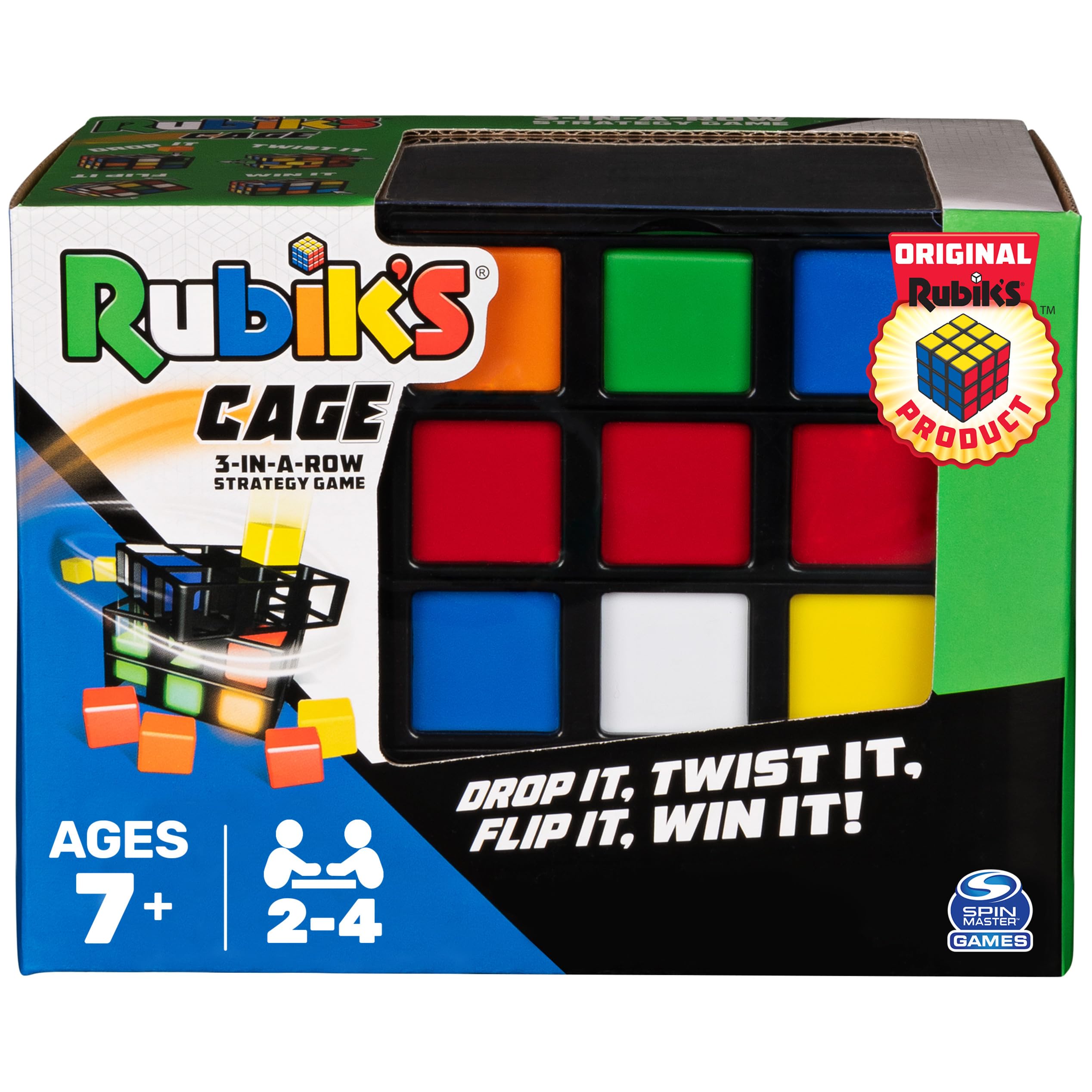 Rubikās Cage, 3D Fast-Paced Strategy Sequence Game Color Stacking Challenging Toy Puzzle-Solving Activity Brain, for Adults & Kids Ages 7 and up