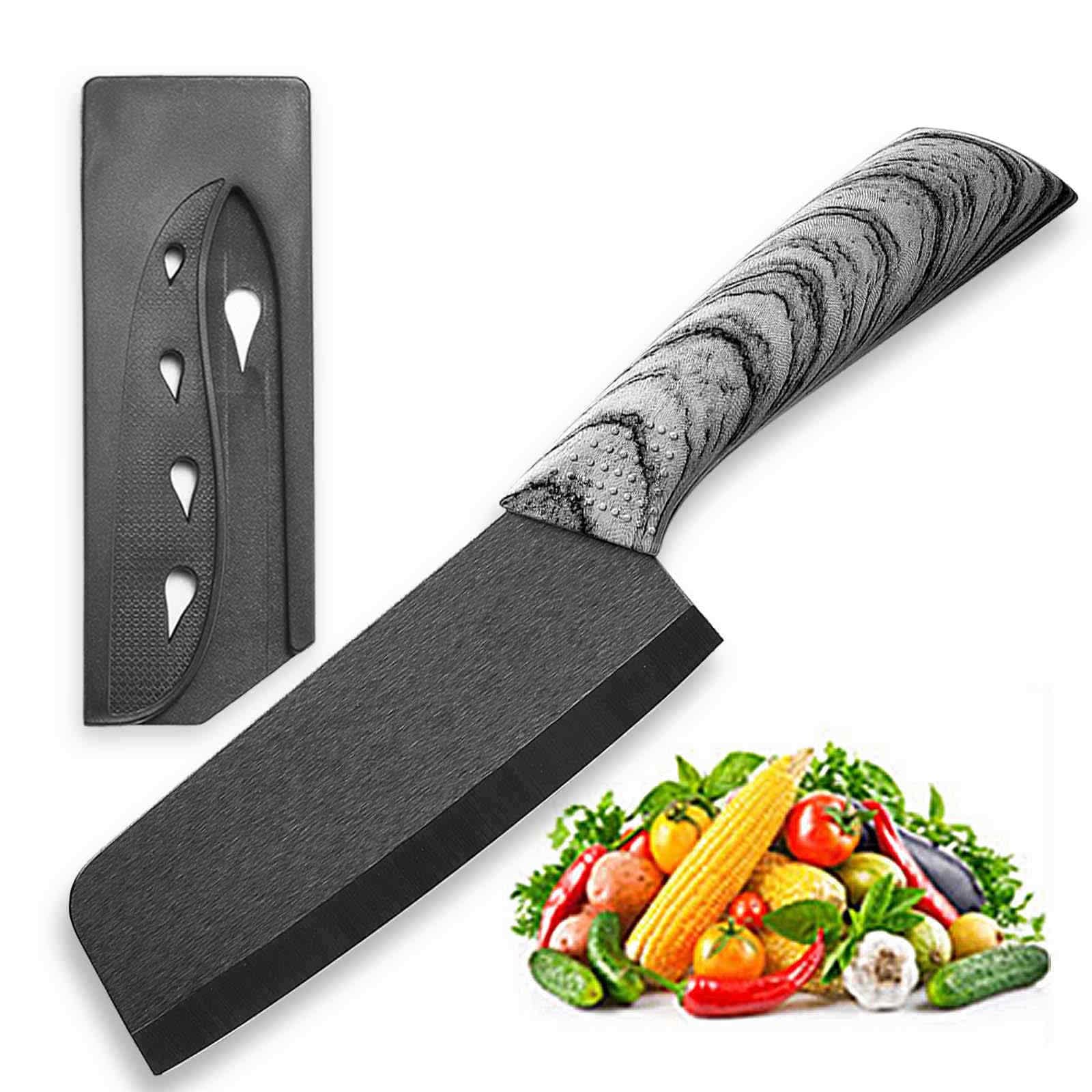 Daanaas Ceramic Vegetable Knife 6in with Steath,Vegetable Cutting Knife Suitable for Fruits, Vegetables and Meat,Ceramic Chef Knife Lettuce Knife Nakiri Knife Black
