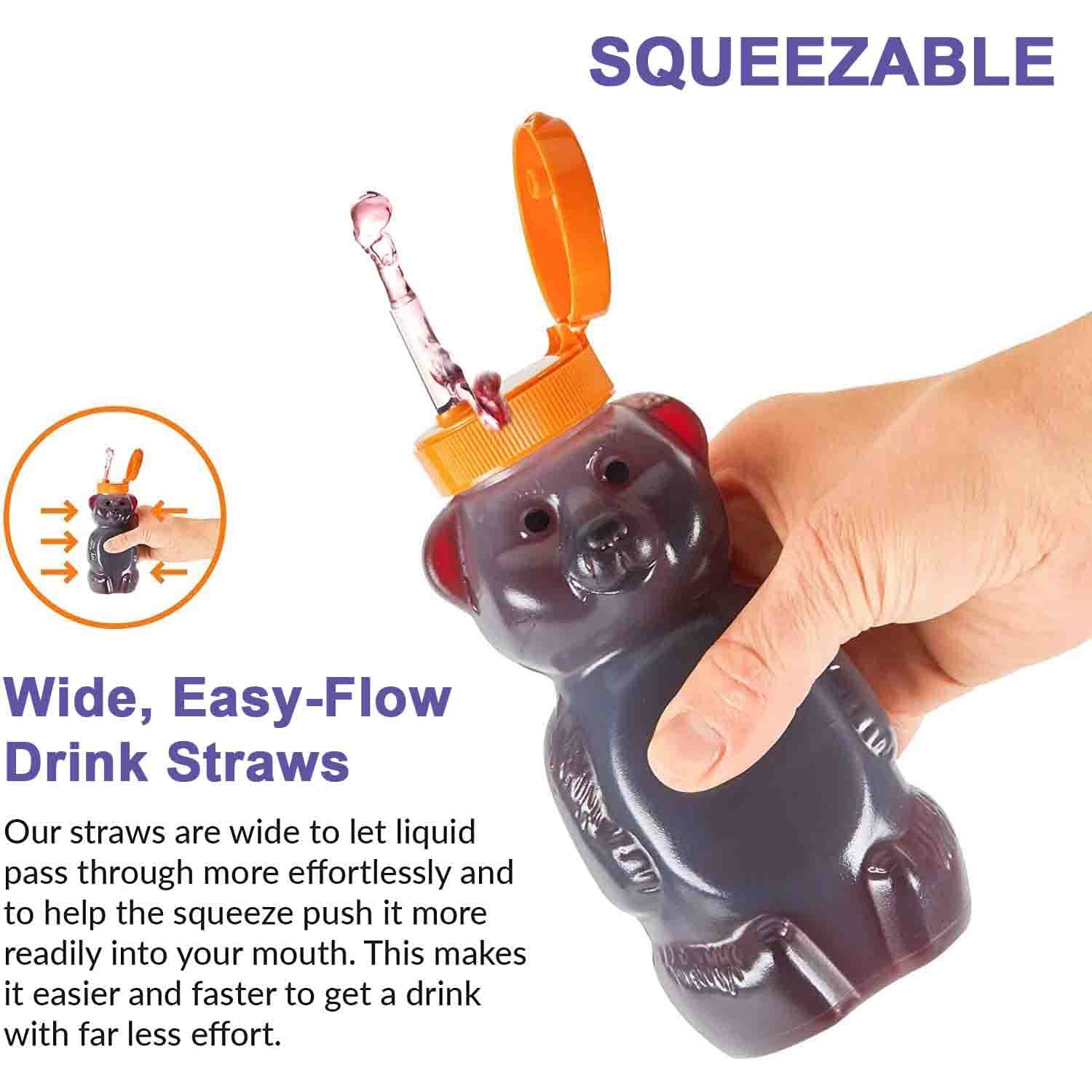 Honey Bear Straw Cups with 4 Flexible Straws & Cleaning Tools(2 Straw Brushes &1 Bottle Brush), 8-Ounce Therapy Sippy Bottles for Speech and Feeding Training, Leak-Proof & Food-Grade & BPA Free 2 Pack