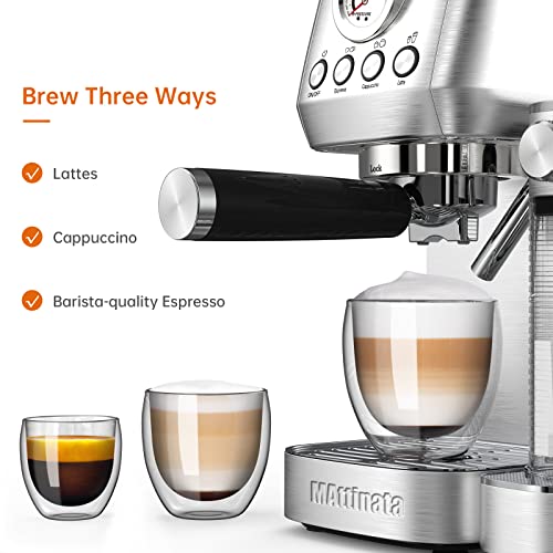 MAttinata Cappuccino Machine and Espresso Machine, 20 Bar Stainless Steel Latte Maker and Espresso Machine for Home with Automatic Milk Frothing System