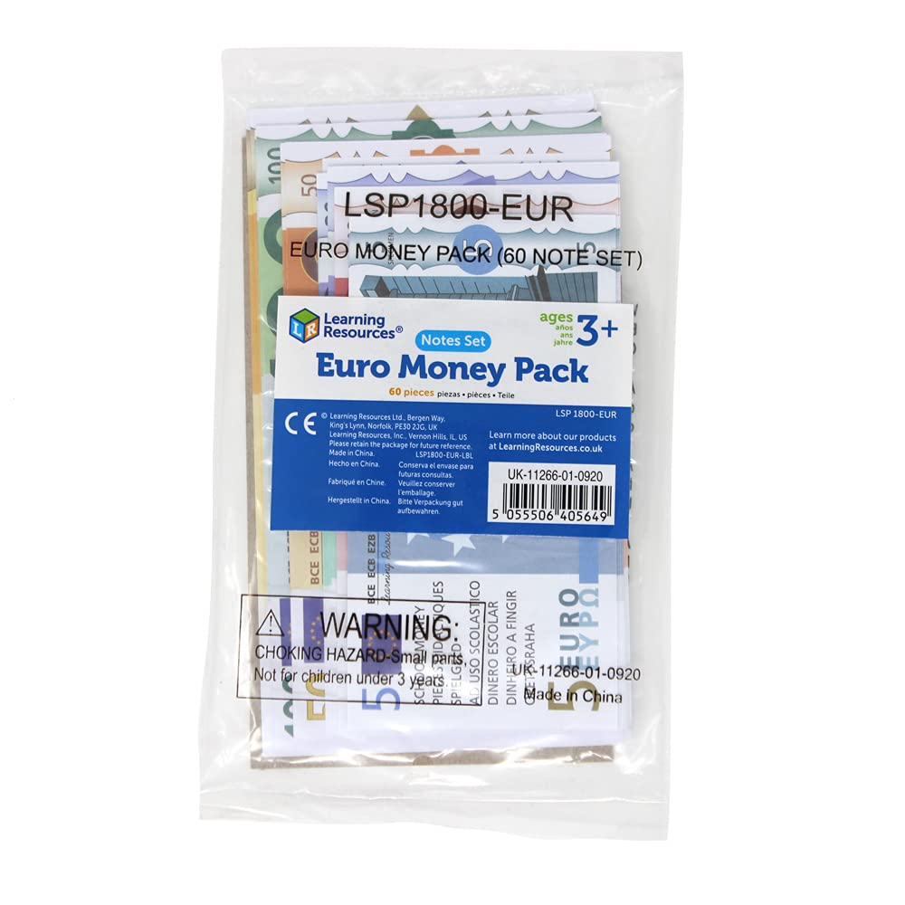 Learning Resources Euro Pack, Set of 60 Banknotes