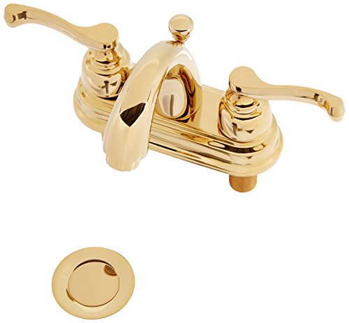 Elements of Design EB5612FL Atlanta 4" Centerset Lavatory Faucet with Retail Pop-Up, 3-5/8" in Spout Reach, Polished Brass