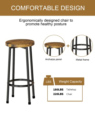 DKLGG Small Bar Table with Stools, Rectangle Bar Table and Chairs Set, Counter Height Tabletop for Breakfast Restaurant Dinner Living Party Room Small Space, 3-Piece Pub Dining Furniture, Bistro Set
