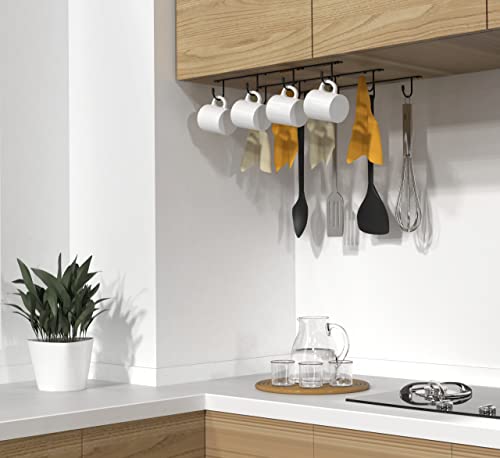 ORZ 3 PCS Coffee Mug Hooks Under Cabinet, Load Up to 12 Mug Cup (Black)