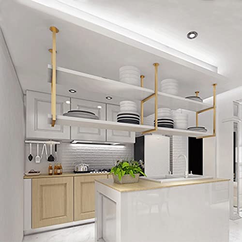 Ceiling Shelf Industrial Retro Kitchen Shelves, Ceiling Iron Pipe Shelves Hung Bracket DIY Storage Shelving, with Planks, for Kitchen Bar Restaurant Flower Stand Wine Racks ( Size : 150x30x80cm )